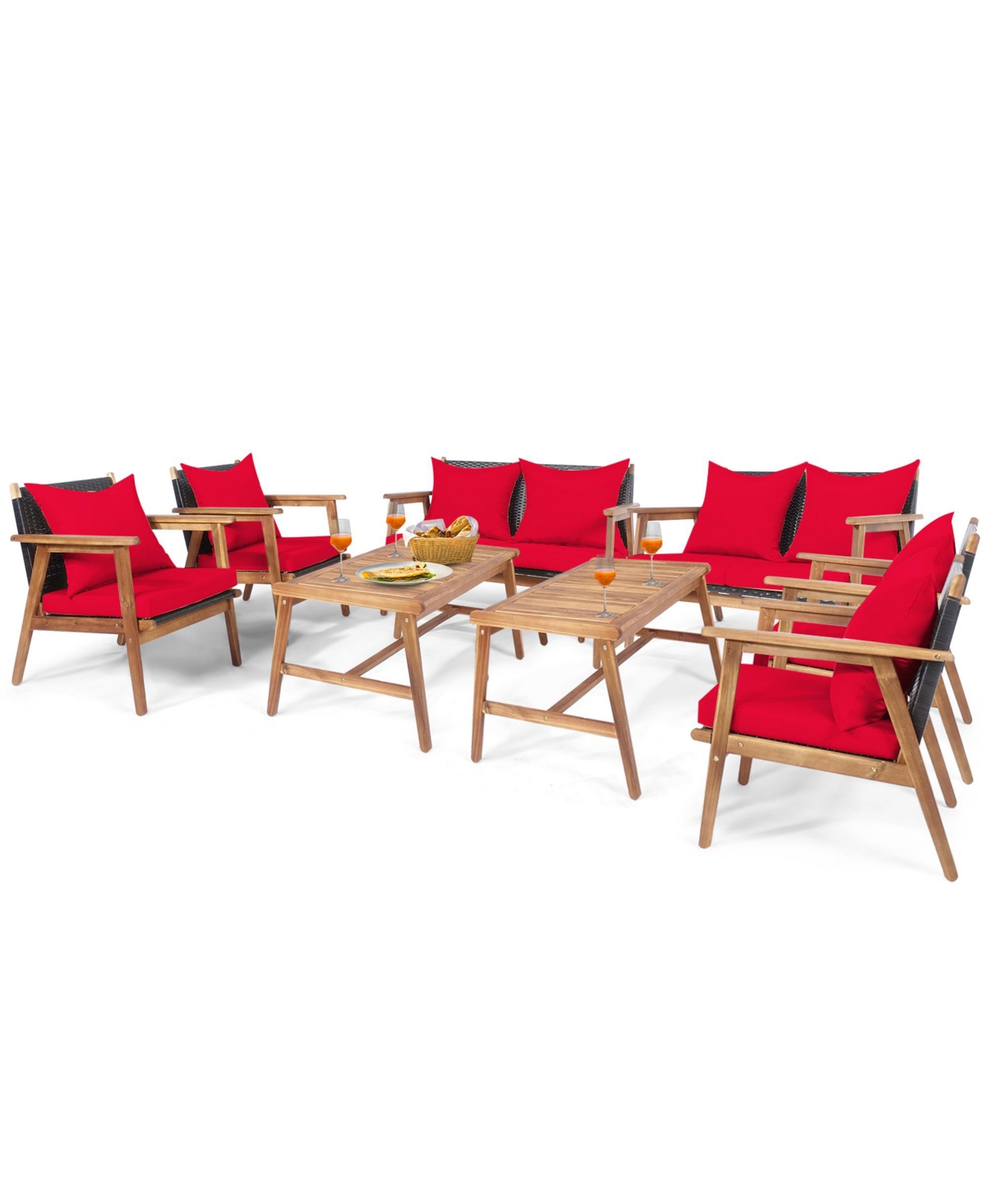 Click here for Gymax 8PCS Patio Conversation Set Wood Frame Furni... prices