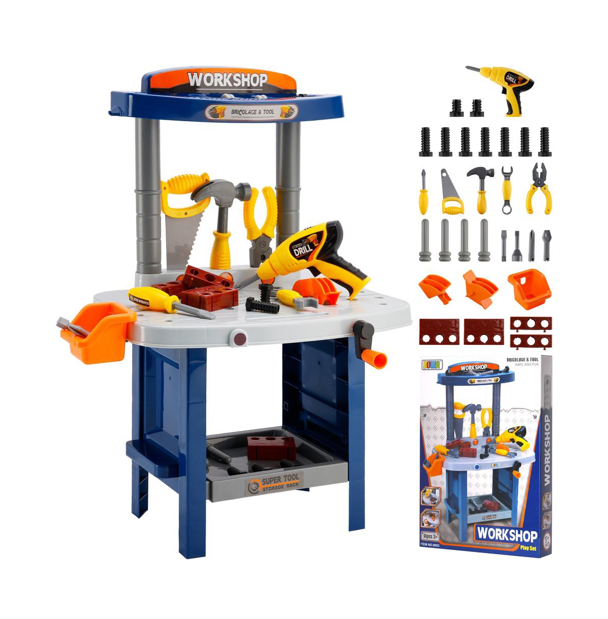 Click here for Bruce & Shark 37-Piece Kids Workbench with Realist... prices