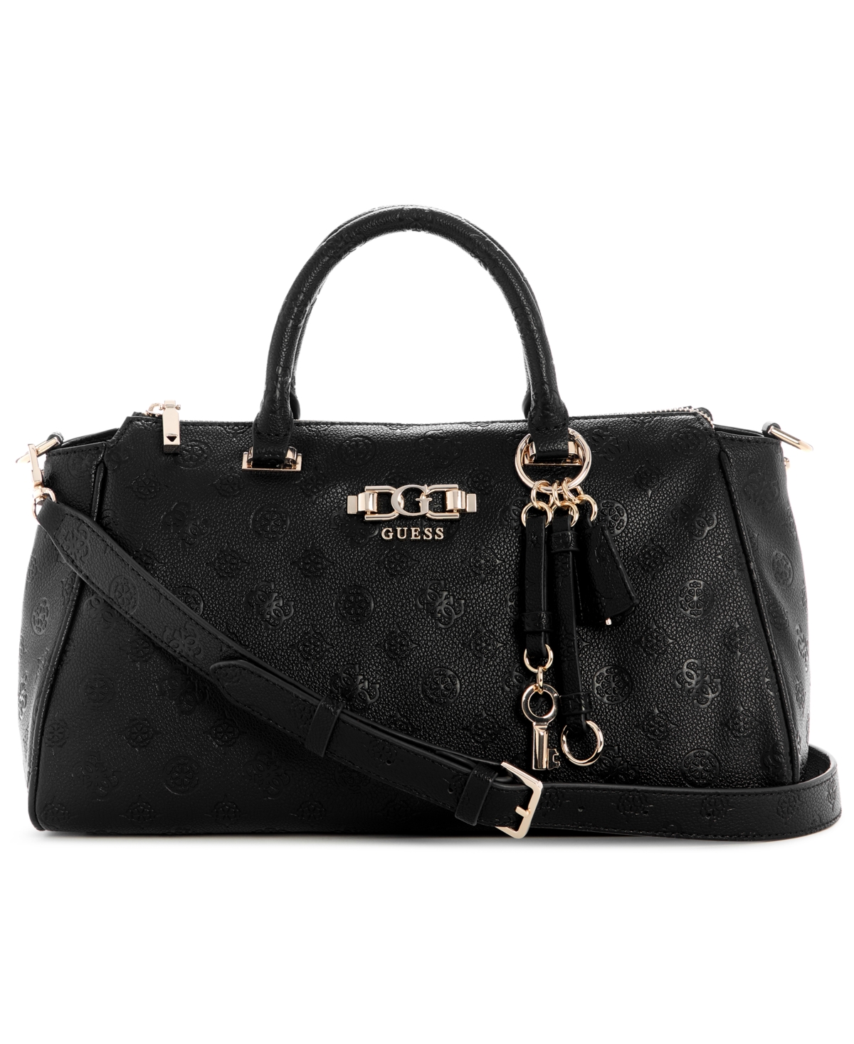 Click here for Guess Anise Box Large Satchel Bag - Black Logo prices