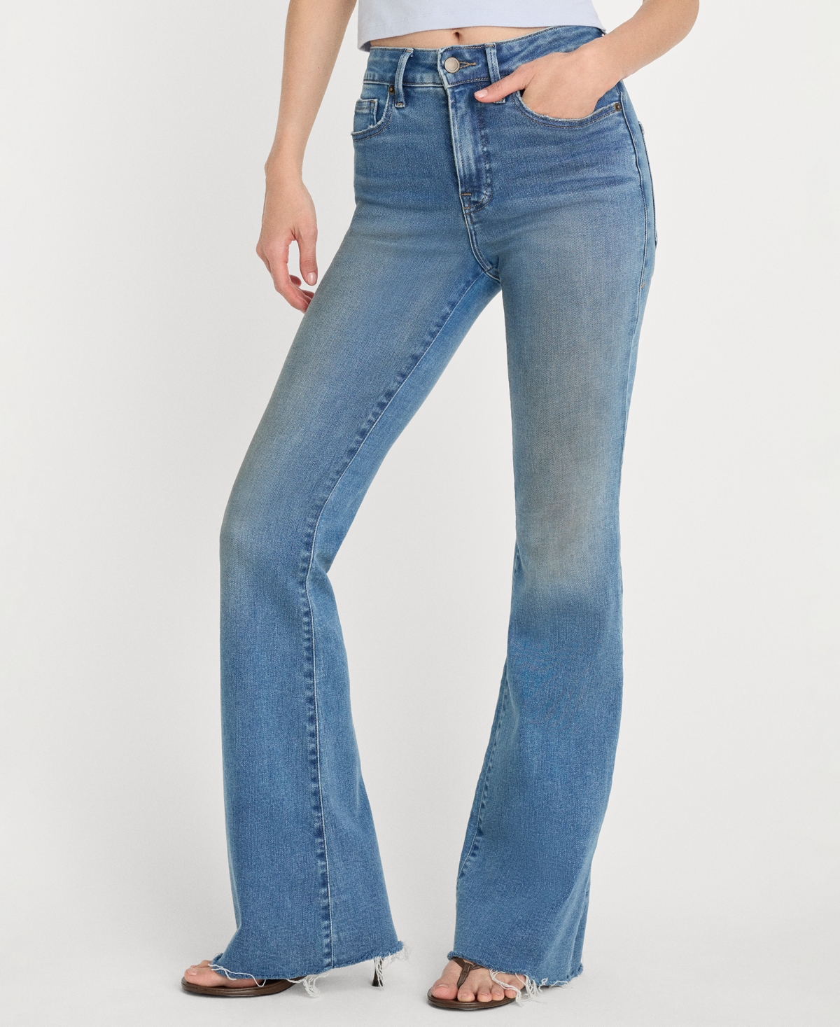 Click here for Good American Womens Flare-Leg Mid-Rise Jeans - In... prices