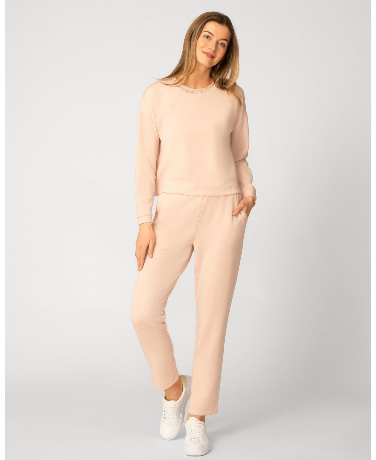 Click here for Cable & Gauge Womens Crochet Trim Knit Set - Cameo... prices