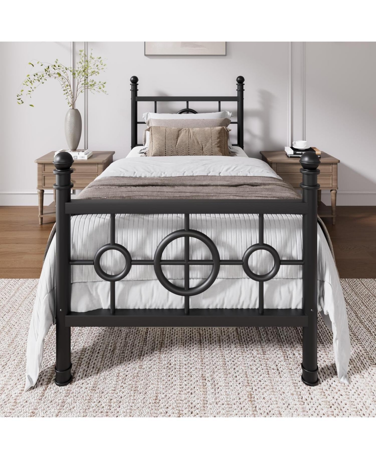 Click here for gaomon Size Metal Bed Frame with Vintage Circular... prices