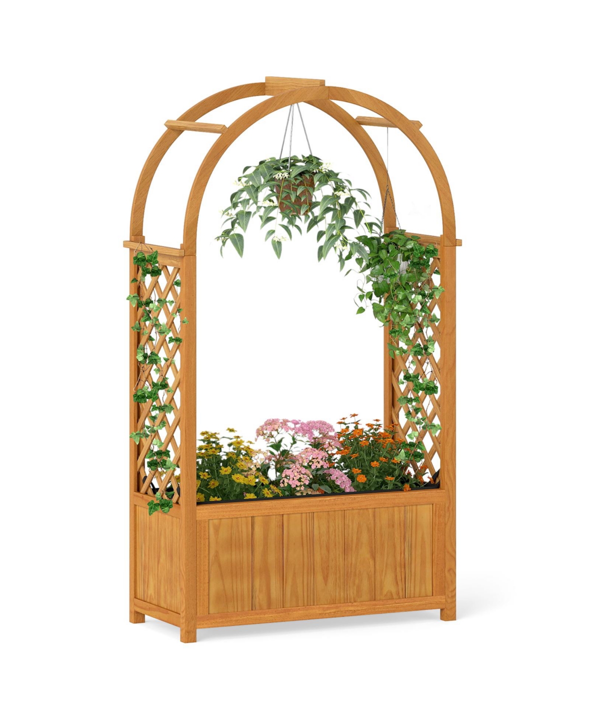 Click here for Gymax Wooden Raised Garden Bed w/ Lattice Trellis... prices