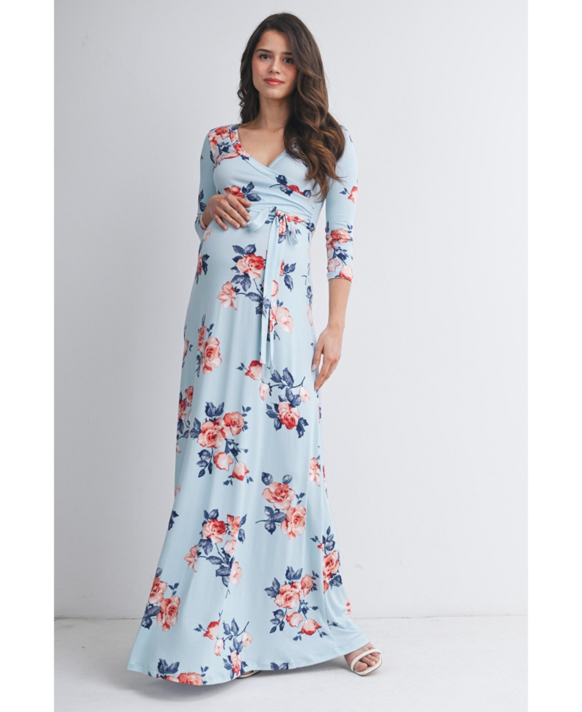 Click here for Hello Miz Maternity Floral Nursing Wrap 3/4 Sleeve... prices
