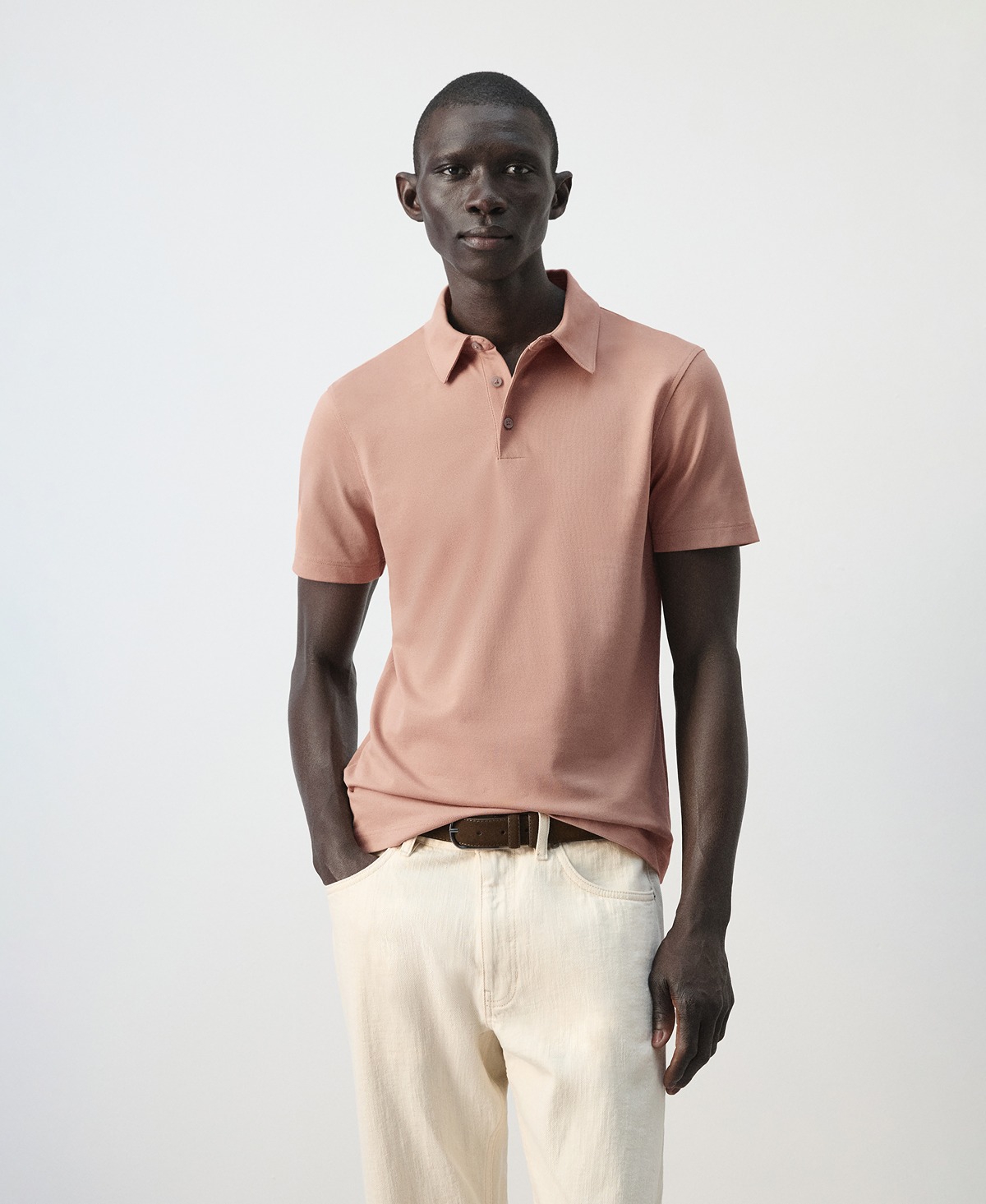 Click here for Mango Mens Slim Fit Pique Polo Shirt - Peach prices
