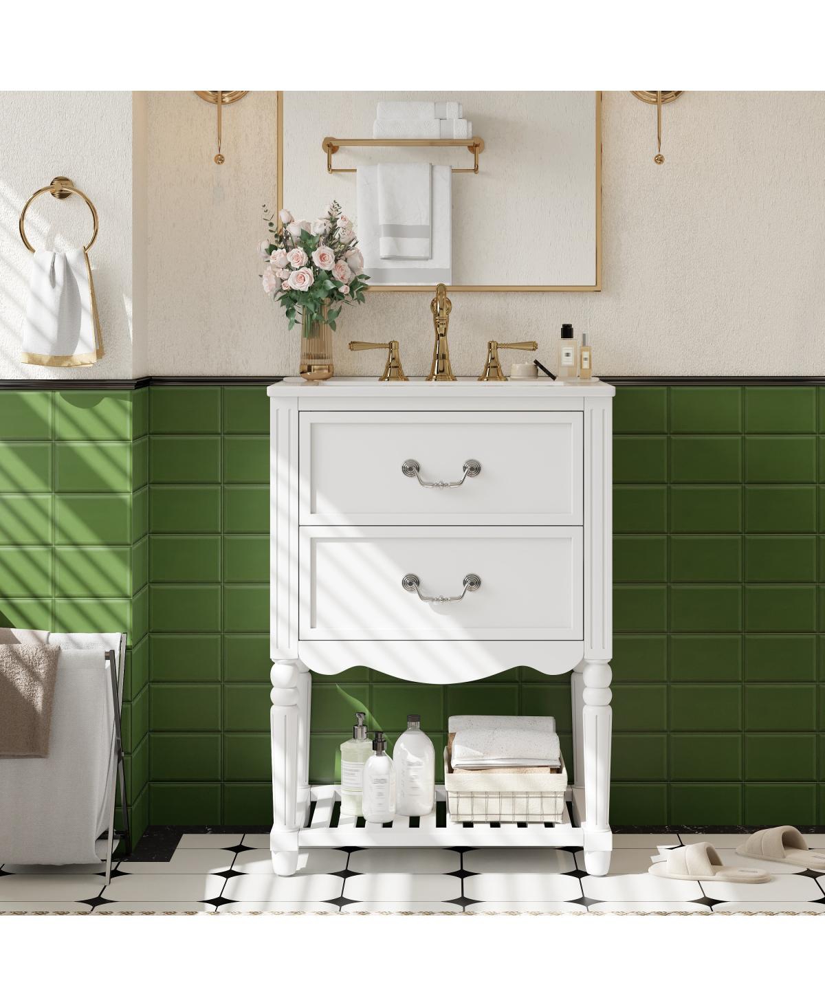 Click here for Sillysis 24 Inch Vintage Bathroom Vanity with Cera... prices