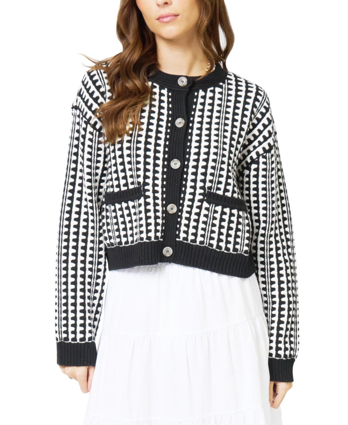 Click here for Central Park West Womens Skye Scallop Stitch Cardi... prices