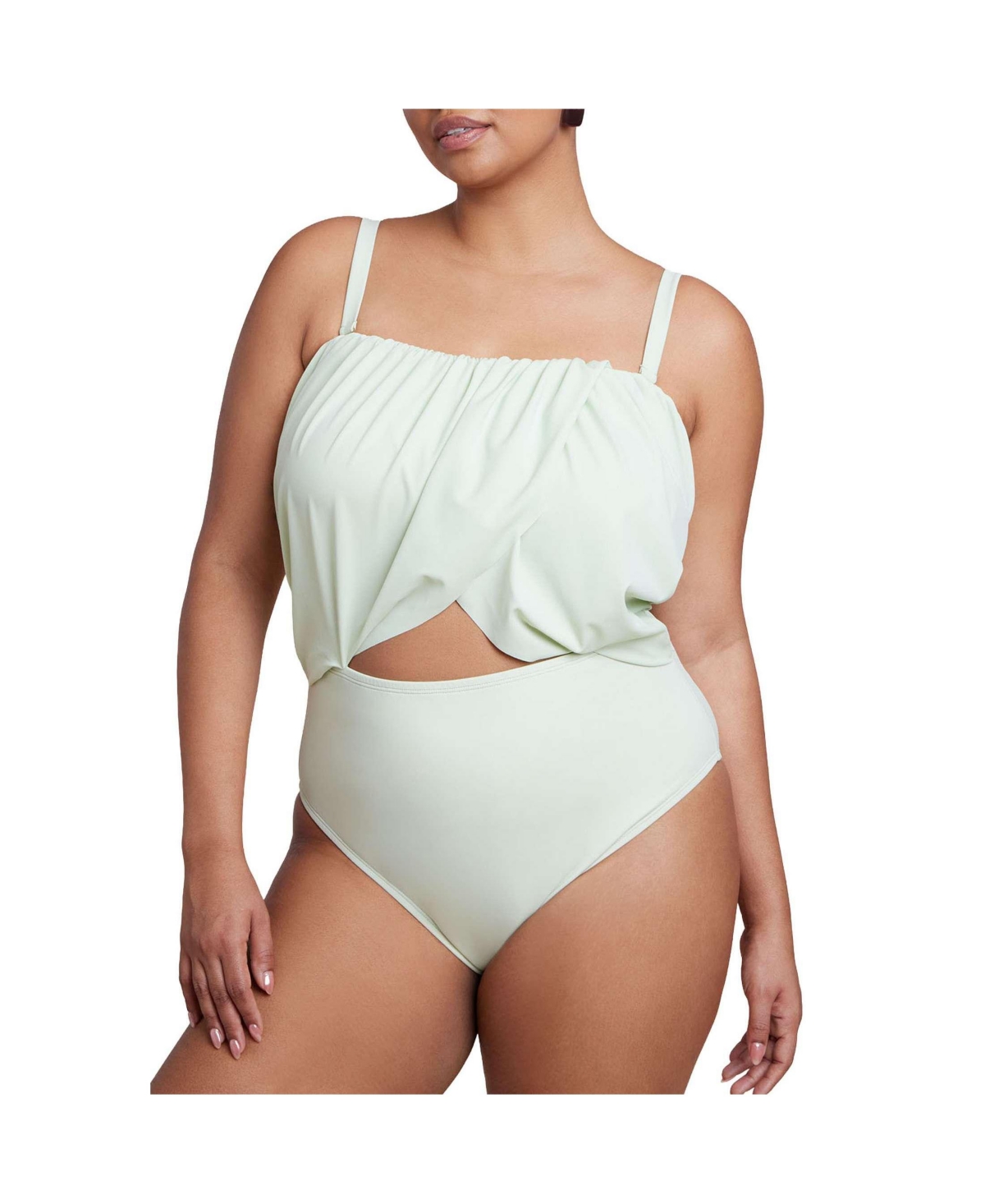 Click here for Eloquii Womens Crossover Strapless One Piece - Sea... prices