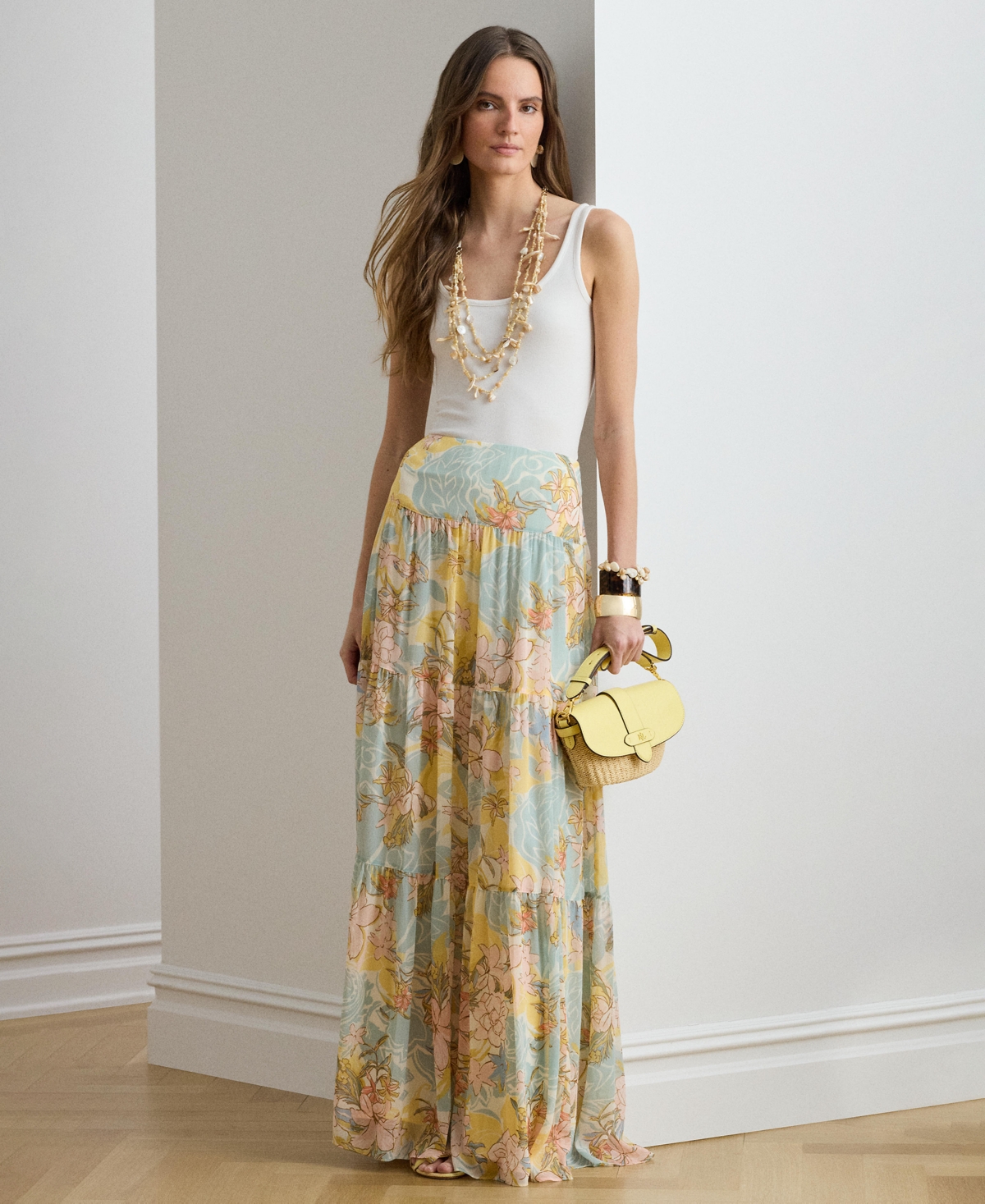 Click here for Lauren Ralph Lauren Womens Floral Tiered Maxi Skir... prices