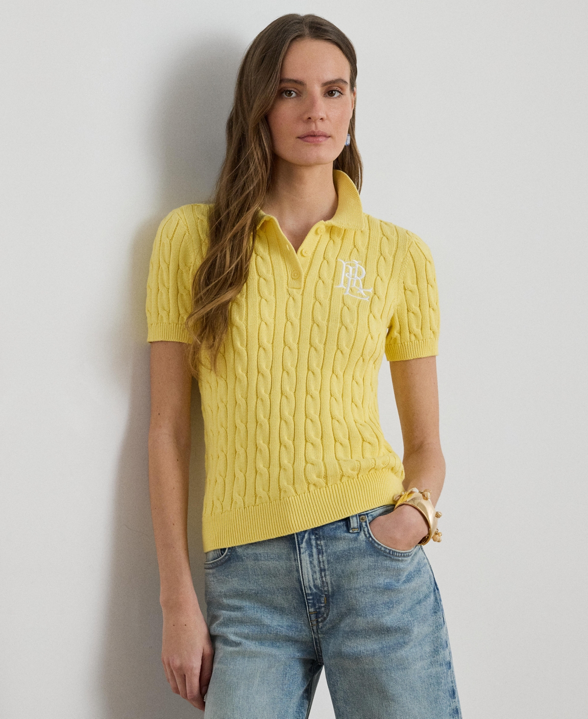 Click here for Lauren Ralph Lauren Womens Cable-Knit Polo Shirt -... prices