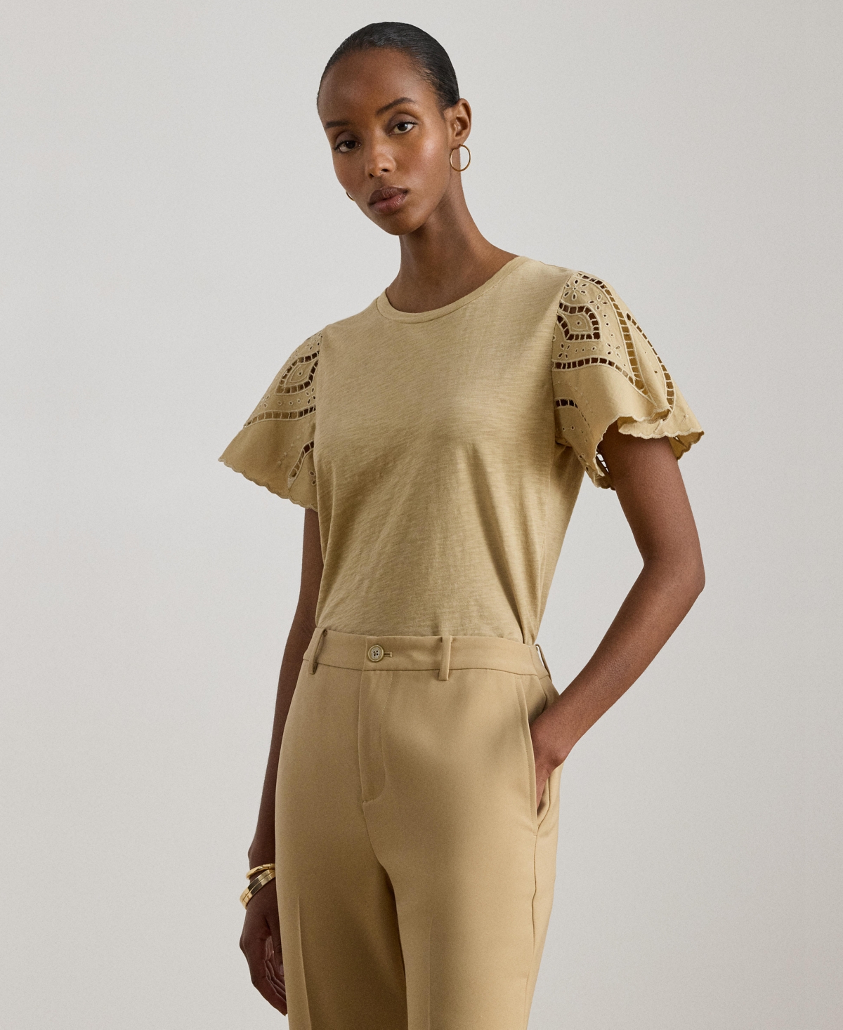 Click here for Lauren Ralph Lauren Womens Crewneck Top - Birch Ta... prices