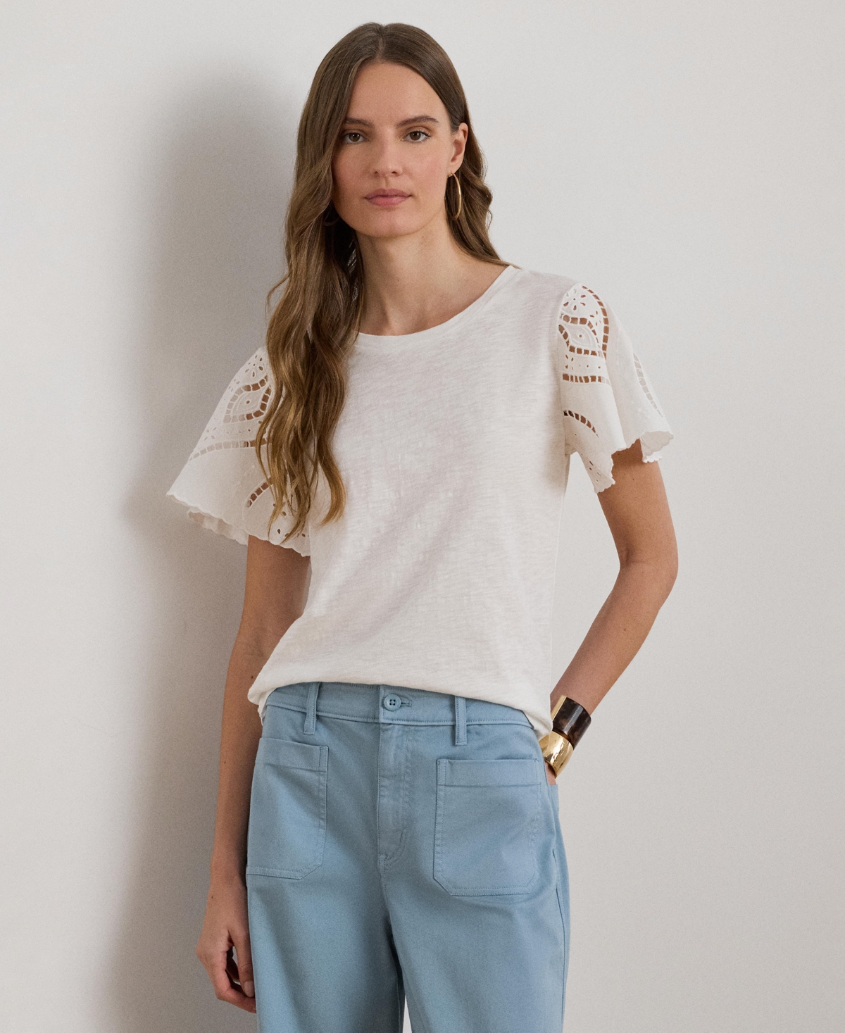 Click here for Lauren Ralph Lauren Womens Crewneck Top - White prices