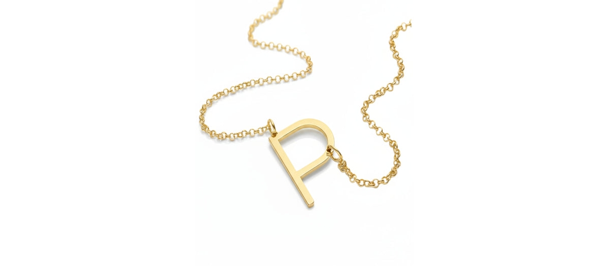 Click here for Oak & Luna Sideways Initial Necklace in Gold Plate... prices