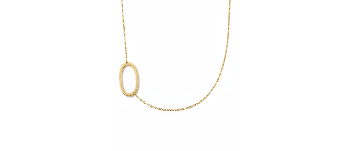 Click here for Oak & Luna Sideways Initial Necklace in Gold Plate... prices