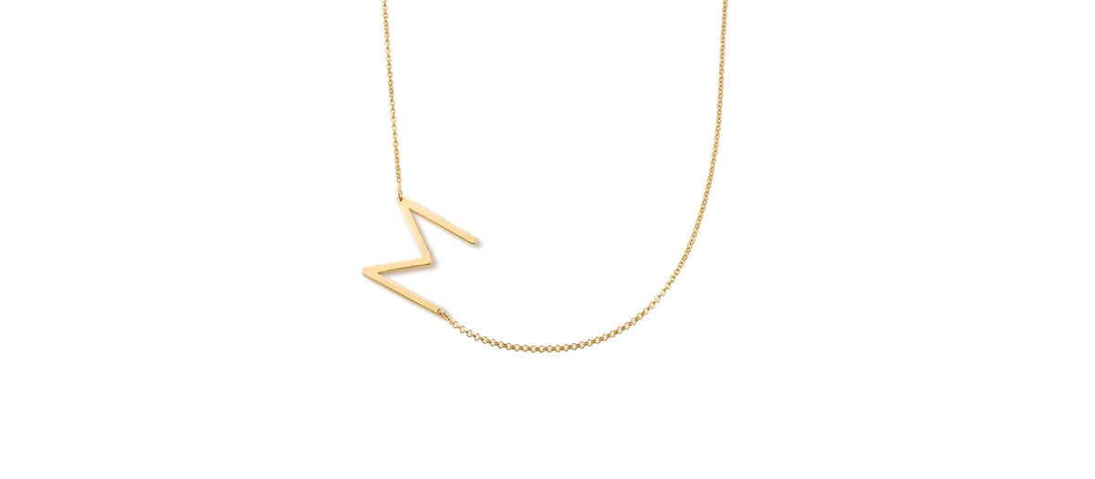 Click here for Oak & Luna Sideways Initial Necklace in Gold Plate... prices