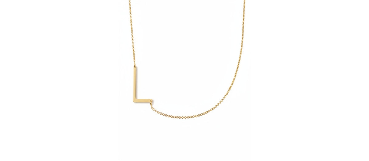 Click here for Oak & Luna Sideways Initial Necklace in Gold Plate... prices