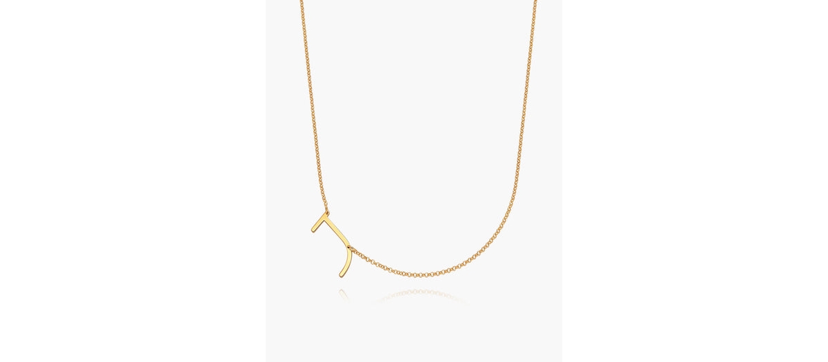 Click here for Oak & Luna Sideways Initial Necklace in Gold Plate... prices