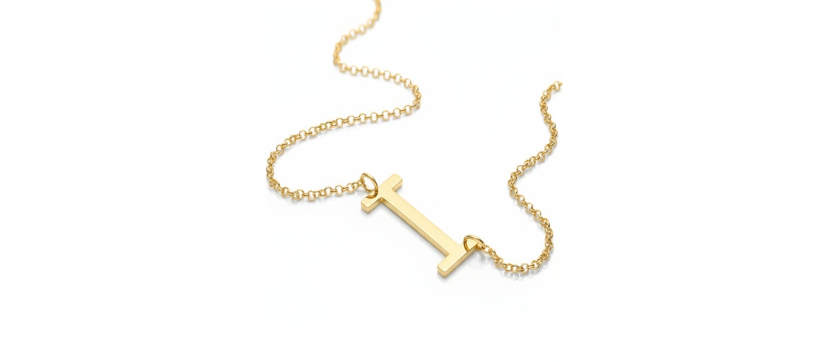 Click here for Oak & Luna Sideways Initial Necklace in Gold Plate... prices