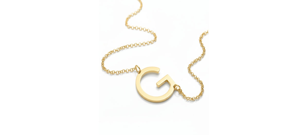 Click here for Oak & Luna Sideways Initial Necklace in Gold Plate... prices