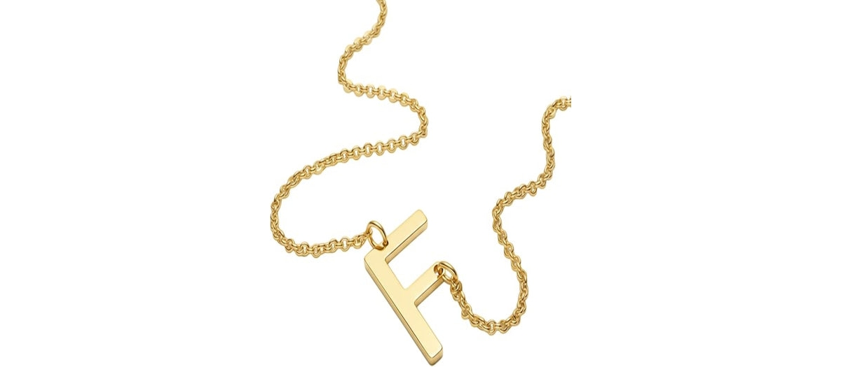 Click here for Oak & Luna Sideways Initial Necklace in Gold Plate... prices