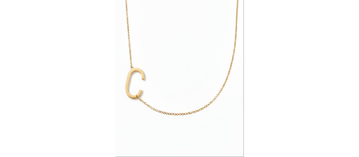 Click here for Oak & Luna Sideways Initial Necklace in Gold Plate... prices
