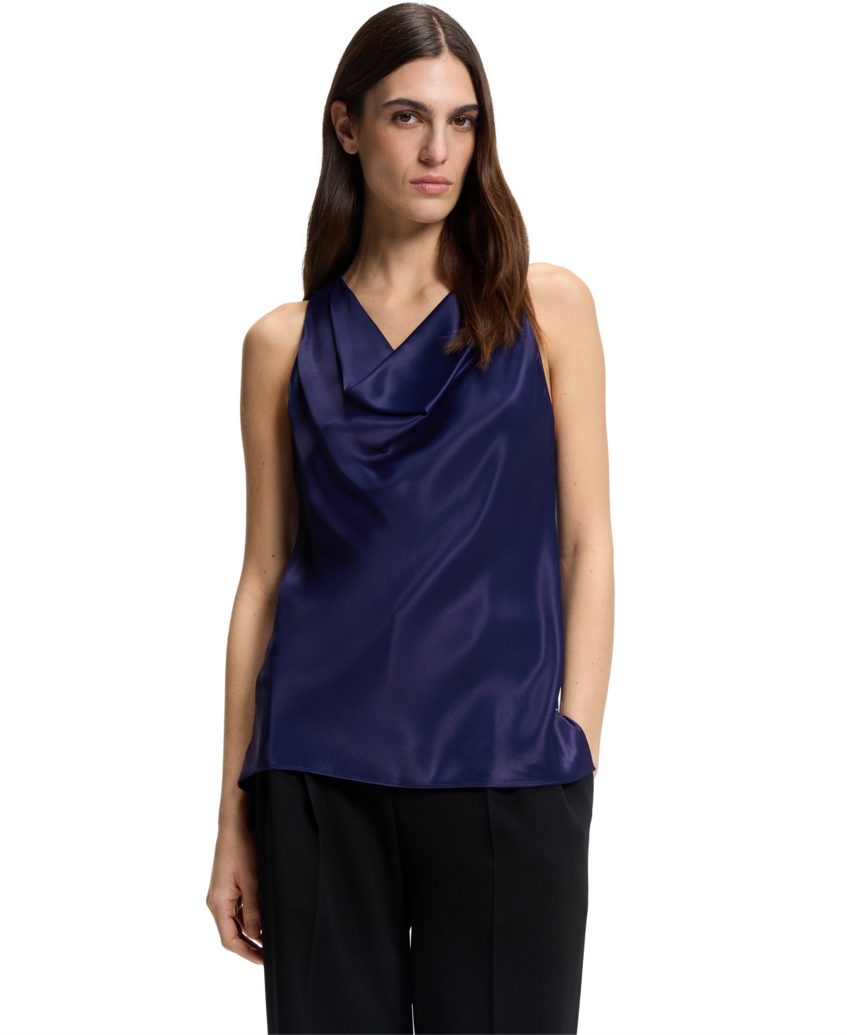 Click here for Boss by Hugo Boss Womens Satin Draped Neckline Sle... prices