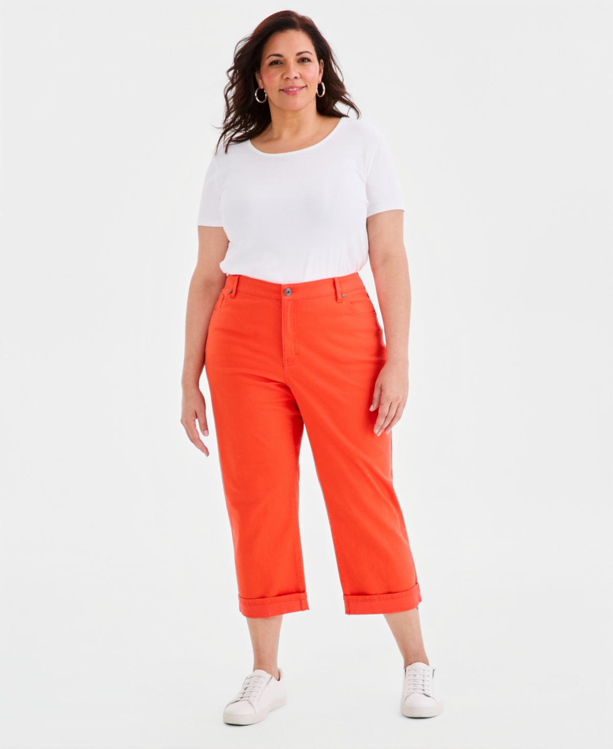 Click here for Style & Co Plus Size Curvy Roll-Cuff Capri Jeans... prices