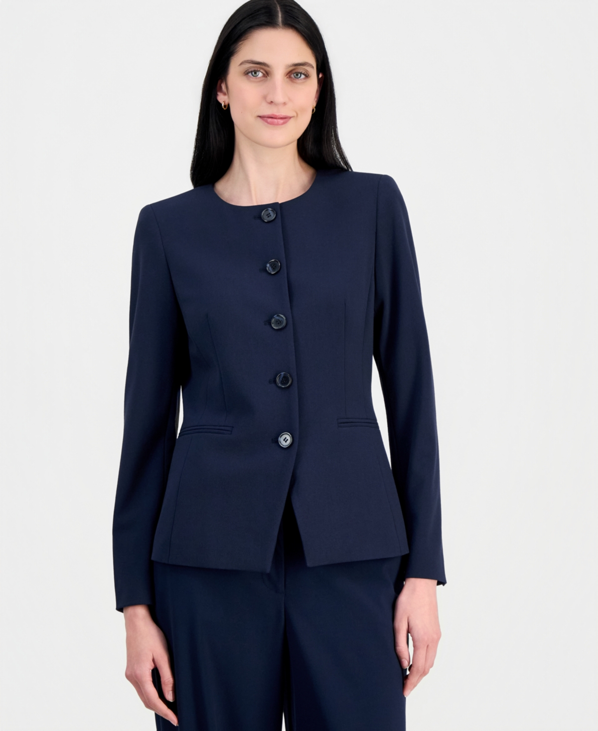 Click here for Tahari Asl Womens Collarless Button-Front Blazer -... prices