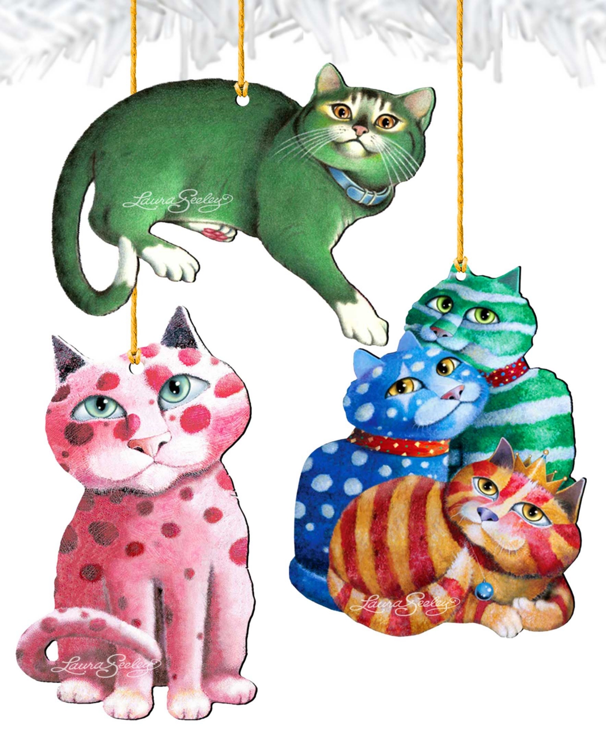 Click here for Designocracy Rainbow Cats Holiday Ornaments  Set o... prices
