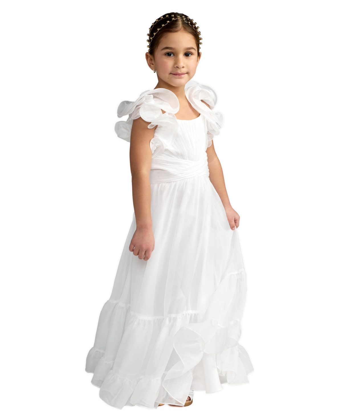 Click here for Mac Duggal Big Girls Chiffon Ruffle Shoulder Dress... prices