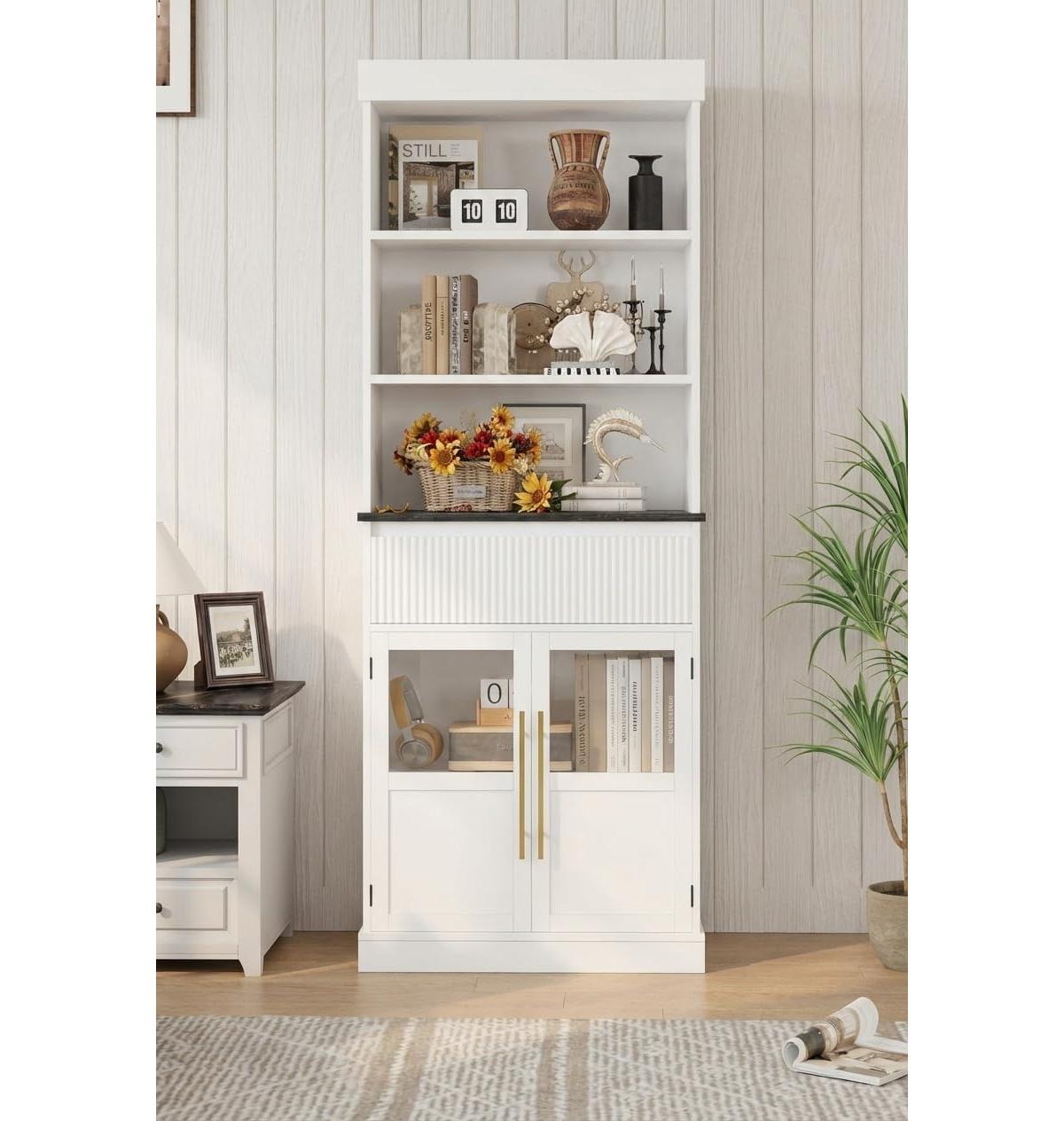 Click here for gaomon Kitchen Pantry Cabinet with Glass Doors  Dr... prices