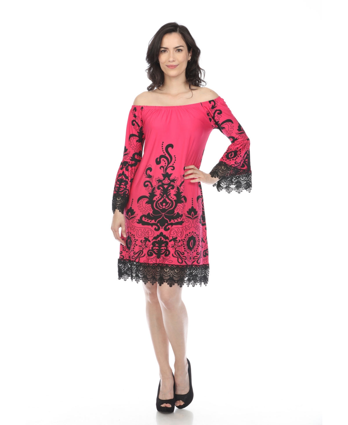 Click here for White Mark Womens Off-The-Shoulder Printed Bell-Sl... prices