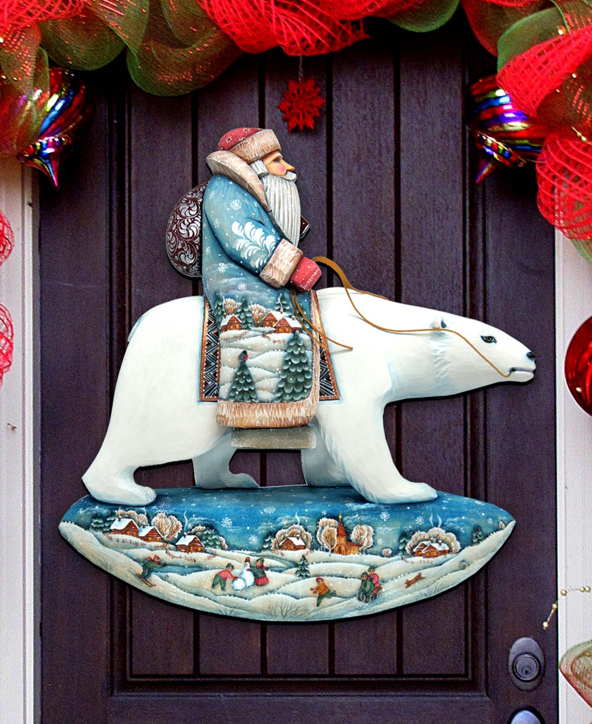 Click here for Designocracy Santa on Polar Bear Christmas Door Ha... prices