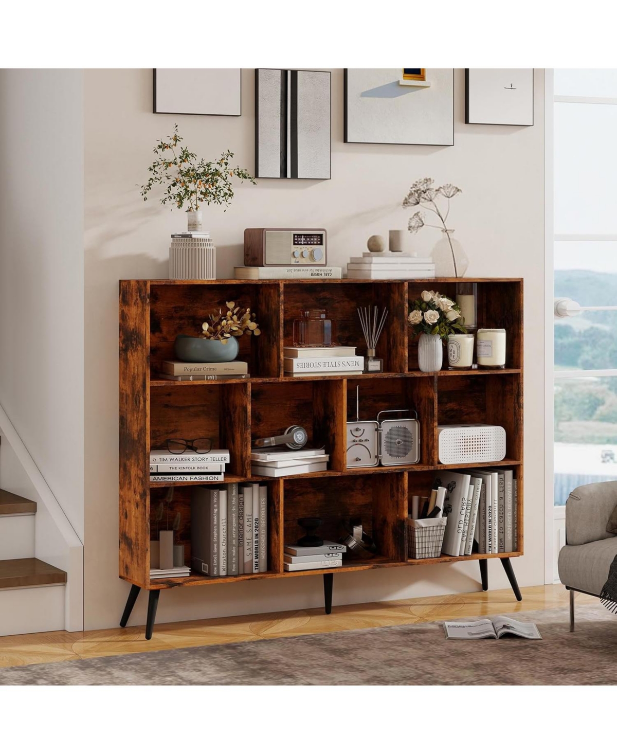 Click here for gaomon 10 Cube Bookshelf  3 Tier Modern Wide Bookc... prices