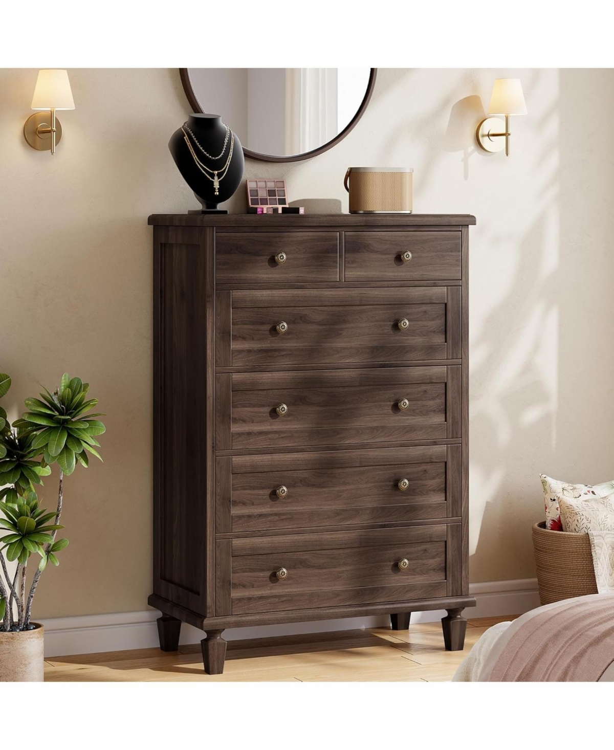 Click here for gaomon Vintage 6 Drawer Dresser with Tapered Legs... prices