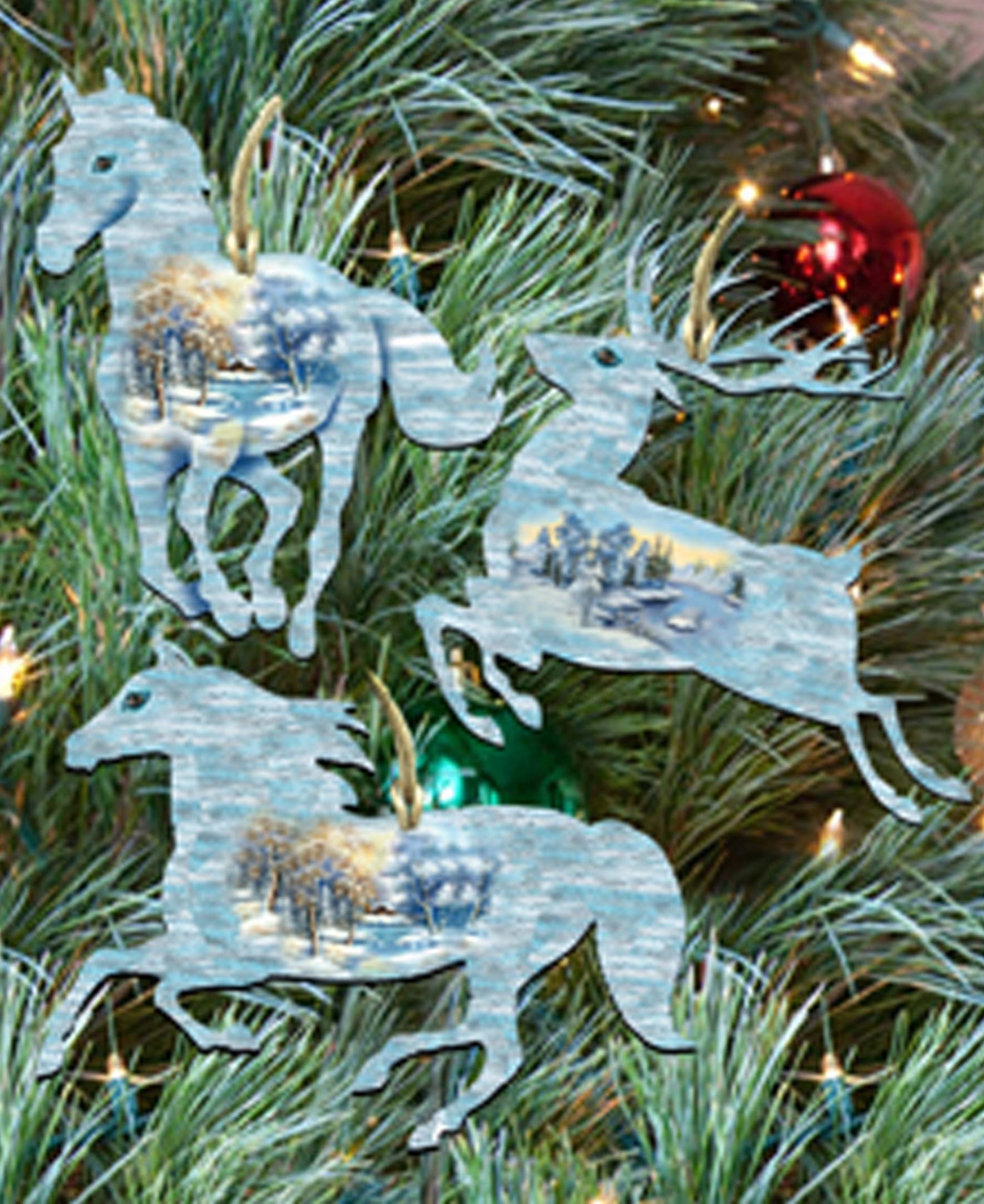 Click here for Designocracy Christmas Horse and Deer Wooden Ornam... prices