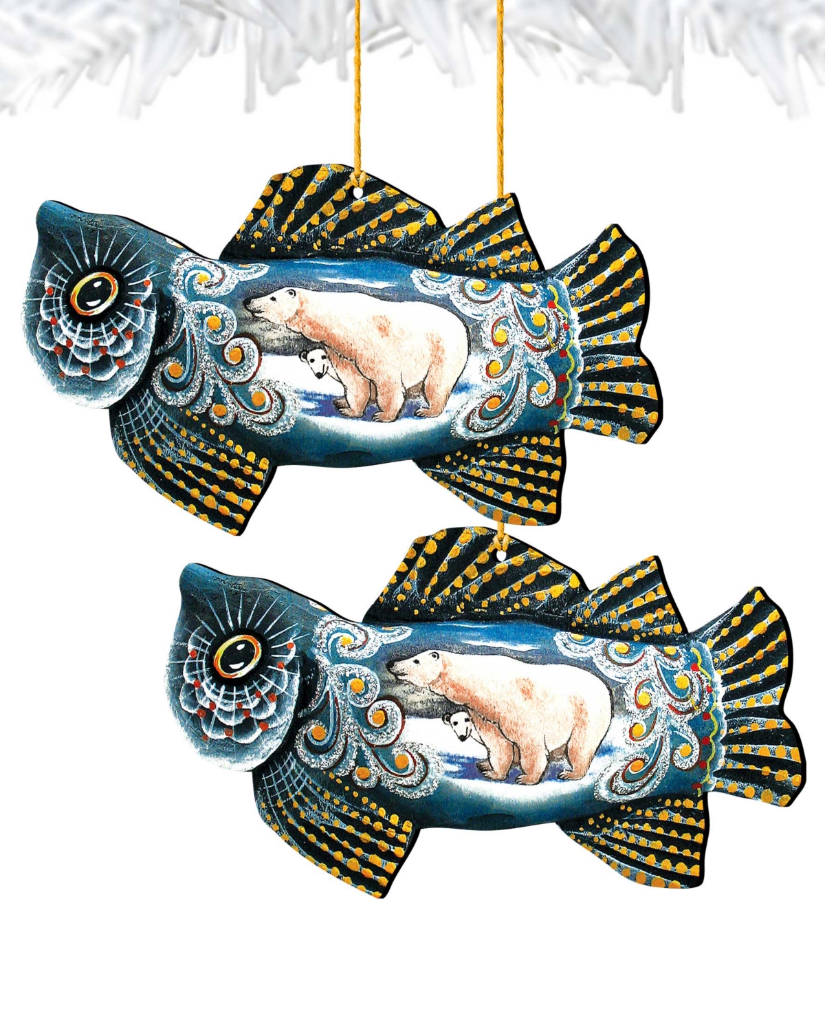 Click here for Designocracy Frosty Fish Wooden Christmas Ornament... prices