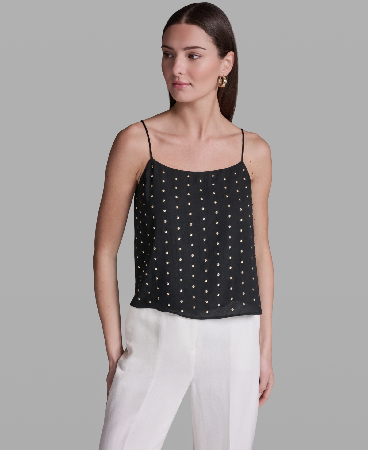 Click here for Bcbg Womens Studded Scoop Neck Cami Top - Black prices