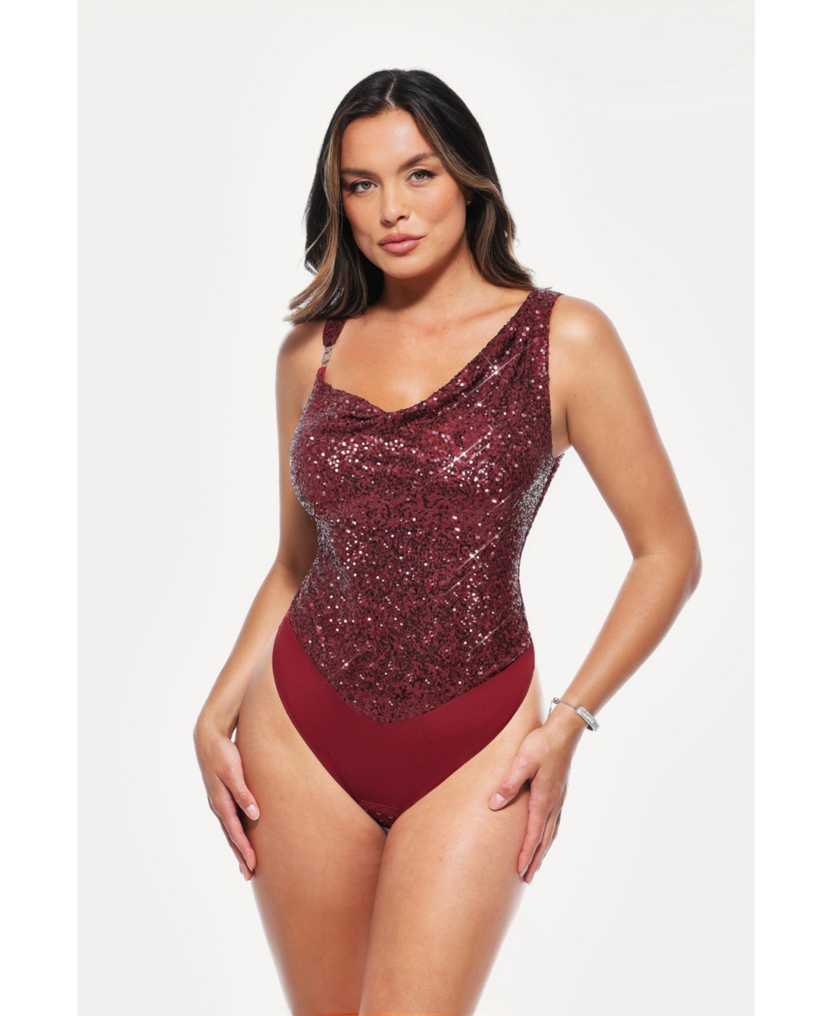 Click here for Popilush Womens Sequin Cowl Neck Chain Detail Scul... prices