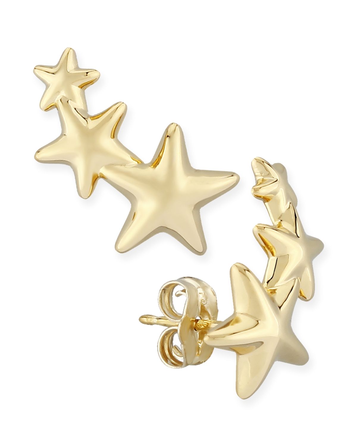 Click here for Triple Star Stud Crawler Earrings in 14k Gold - Ye... prices