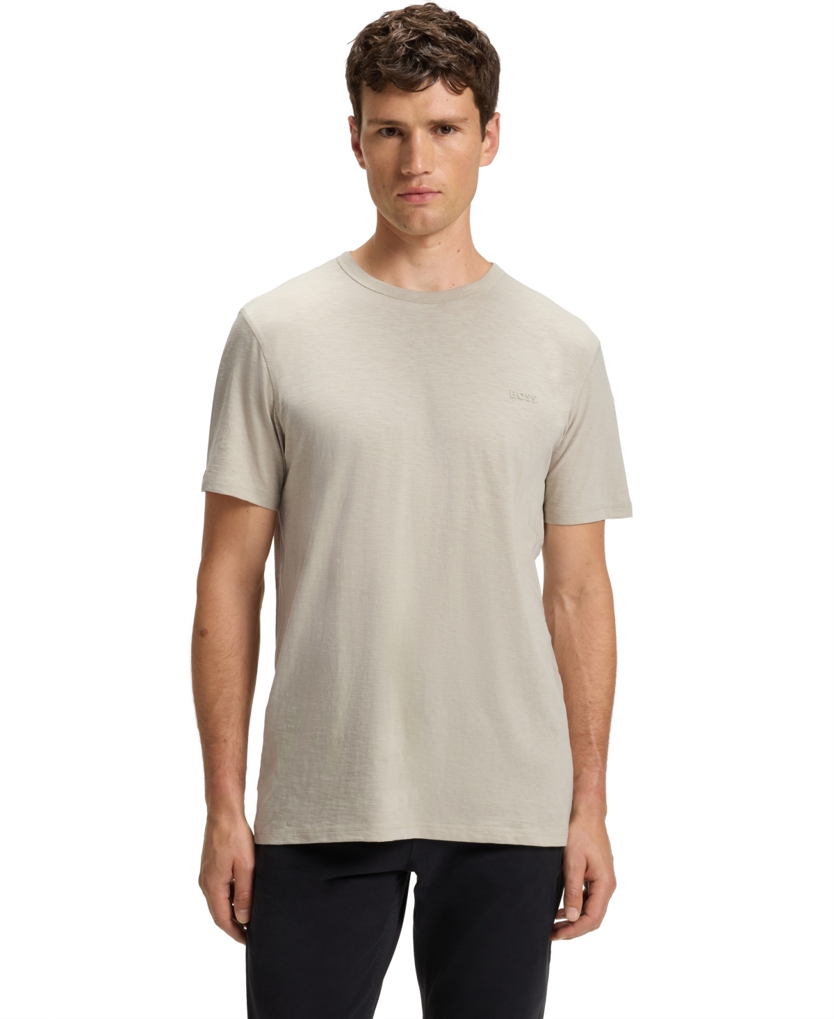 Click here for Boss by Hugo Boss Mens Slub-Cotton Logo Detail T-S... prices