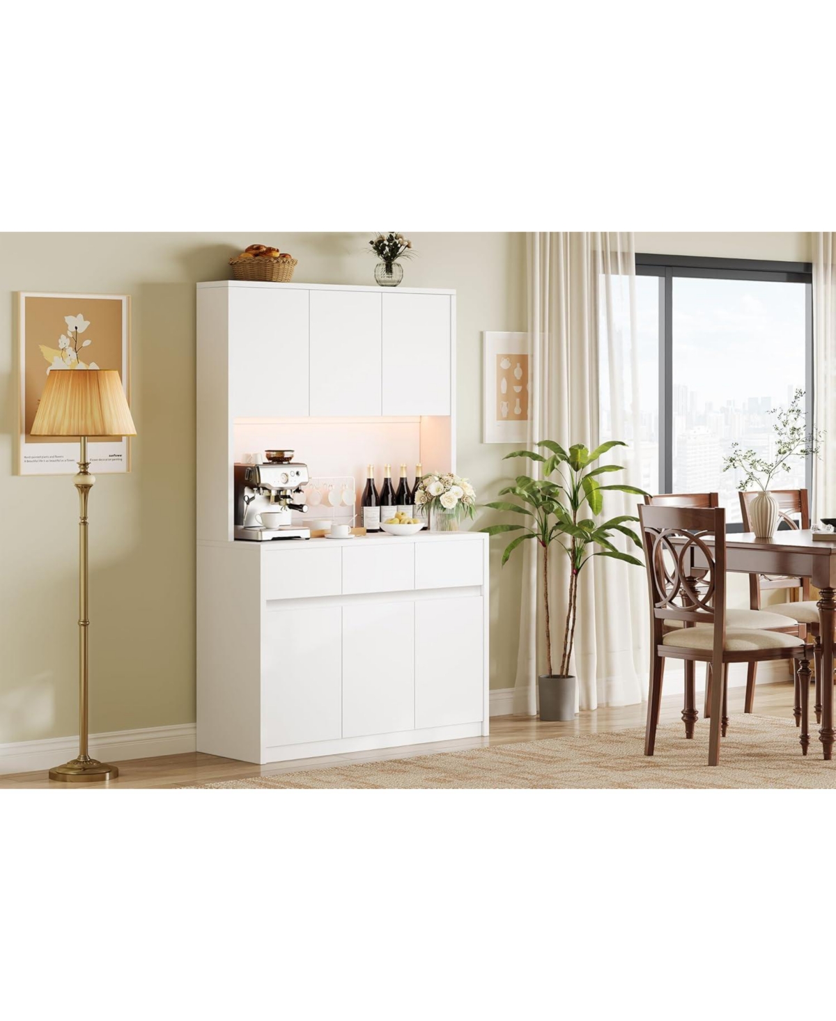Click here for gaomon Modern Pantry Cabinet with Led Lights and C... prices