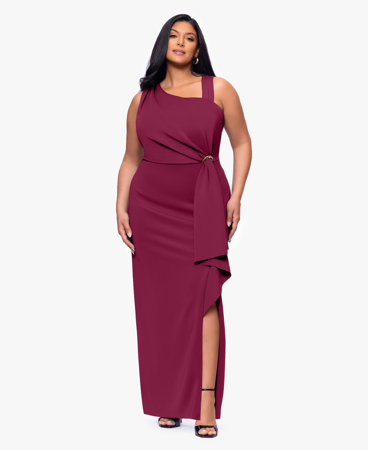 Click here for Betsy & Adam Plus Size Asymmetrical Sleeveless Bal... prices