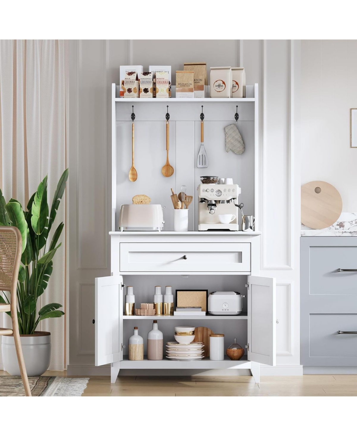 Click here for gaomon Pantry Cabinet with 4 Hooks  Kitchen Storag... prices