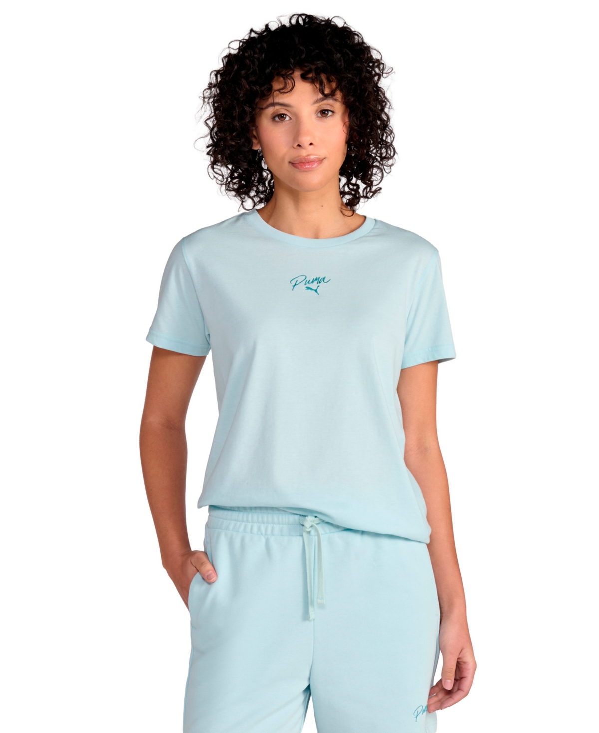 Click here for Puma Womens Script Graphic T-Shirt - Fresh Water prices