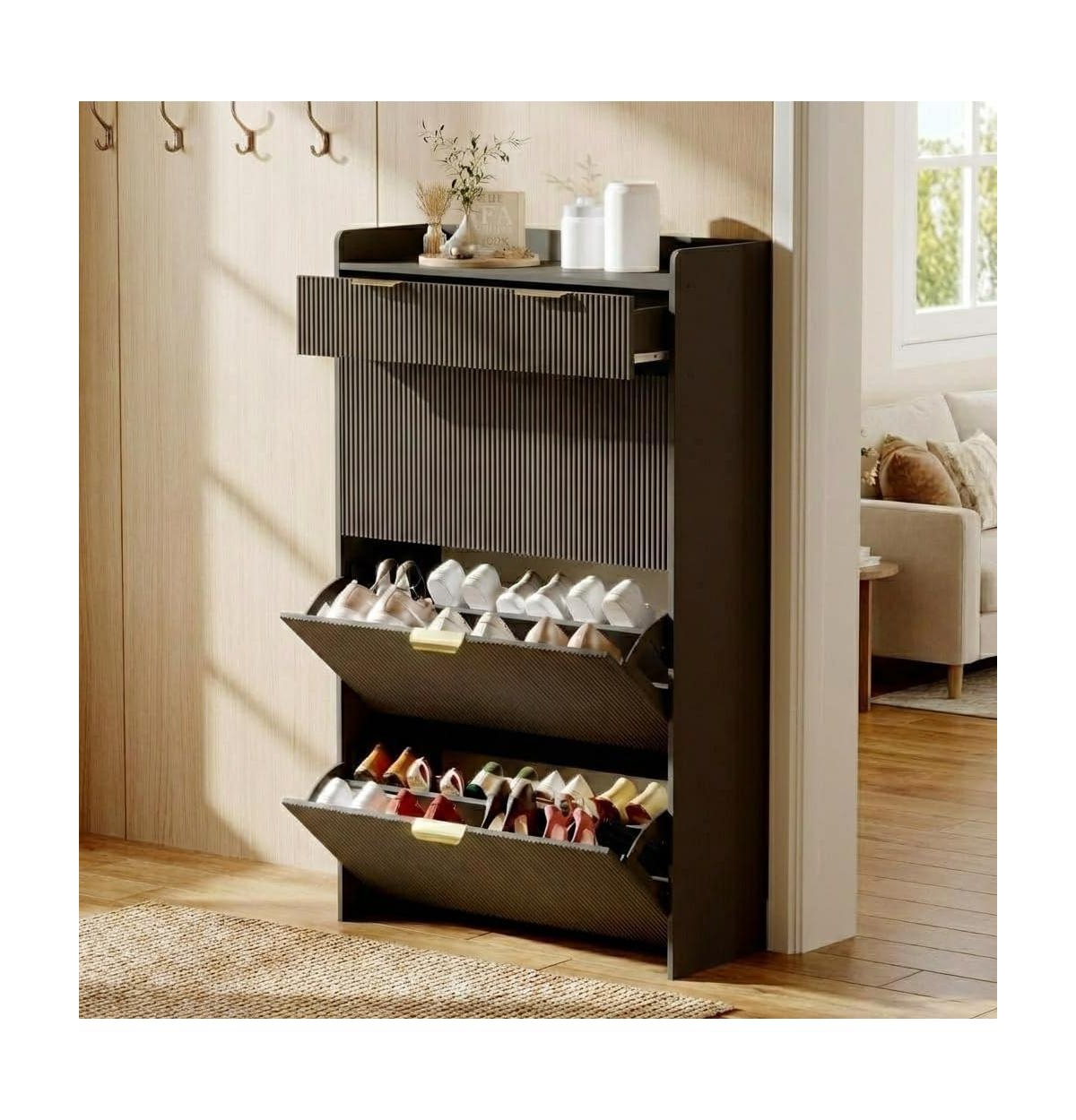 Click here for gaomon Wave Design Shoe Cabinet with 3 Slip Drawer... prices