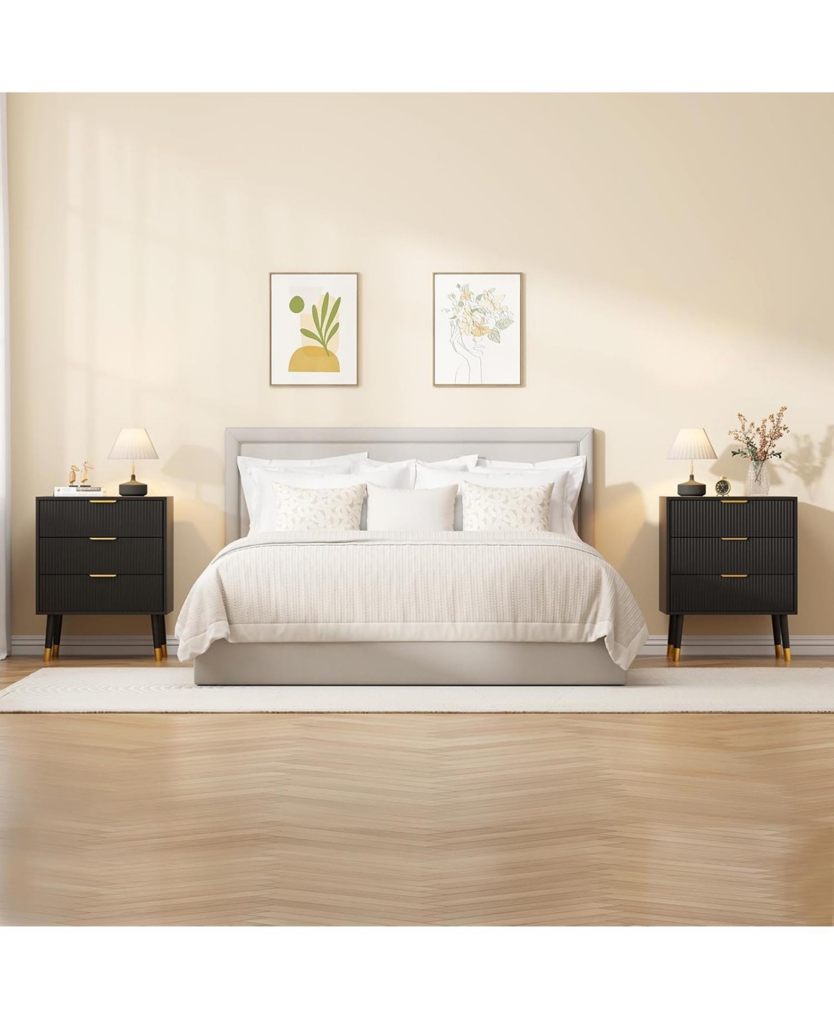 Click here for gaomon Fluted 3 Drawer Dresser Set of 2  Large Mod... prices