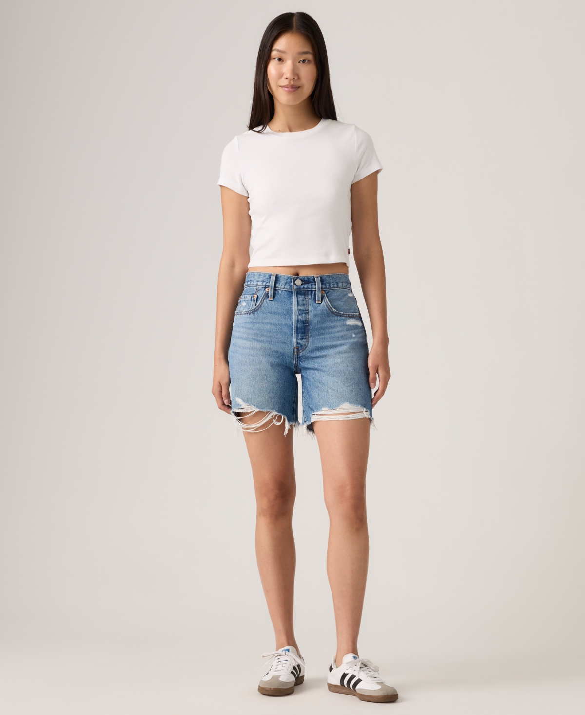 Click here for Levis 501 Mid-Thigh High Rise Straight Fit Denim S... prices