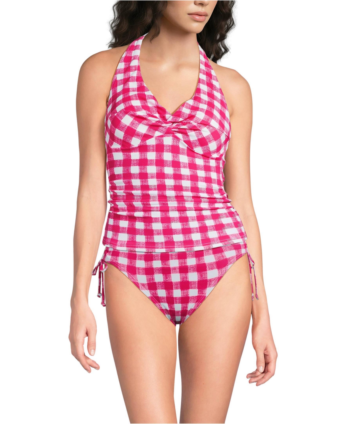 Click here for Lands End Womens Pique Knot Twist Halter Tankini T... prices