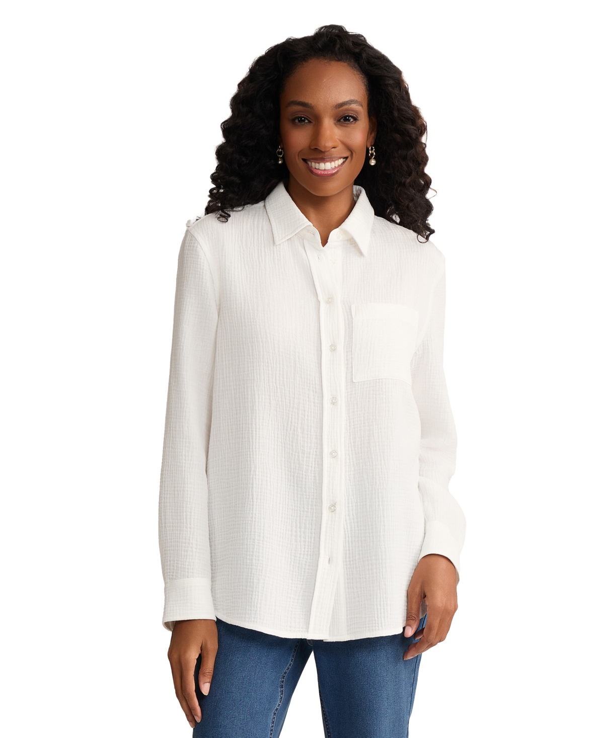 Click here for Jones New York Womens Long-Sleeve Button Down Shir... prices